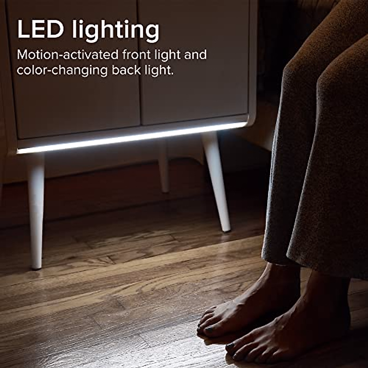 sobro Smart Side/Nightstand Table - with Cooling Drawer, Wireless Charging, Bluetooth Speakers, USB-C and 120V outlets, LED Light, Black/Black