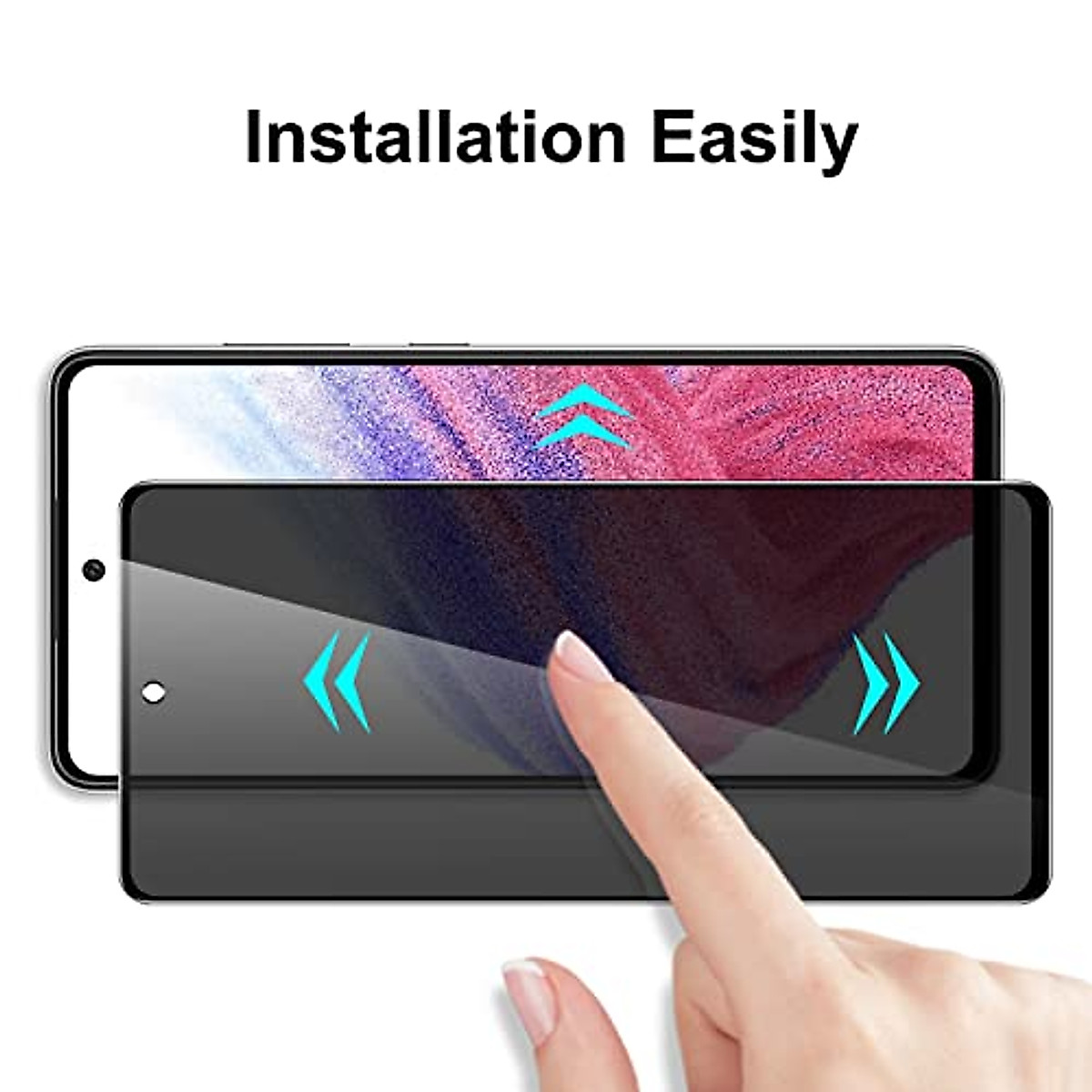 [2+2 Pack] Privacy Screen Protector for Samsung Galaxy A53 5G 2022 and Camera Lens Protector, Anti-Spy, Bubble Free, Easy Installation [Not Fit for Fingerprint Recognition] (Not for Galaxy A52)