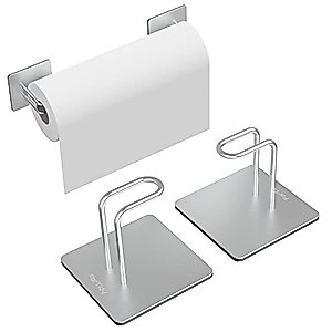 FORTIDY Magnetic Paper Towel Holders Wall Mount or Under Cabinet - Garbage Bag Dispenser, Hanging Paper Towel Holder for Bathroom, Kitchen and Fridge, Stainless Steel, No Drilling, Reusable, 1-Pair