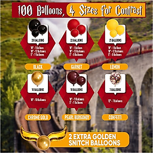 ALL-IN-1 Harry Potter Balloons Garland Arch Kit with BONUS Snitch – Harry Potter Birthday Party Decorations & Supplies for Baby Shower, Chosen One, Wizard Burgundy Black Hogwarts Balloons