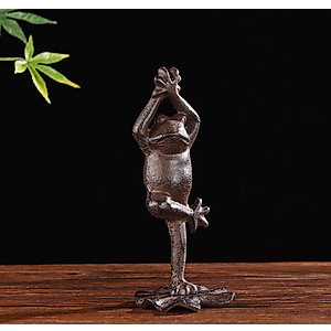 BRASSTAR Cast Iron Frog Prince Dance Statue Paperweight Fantastic Figurine Garden Lawn Home Office Desk Decor Collectible Gift PTWQ014