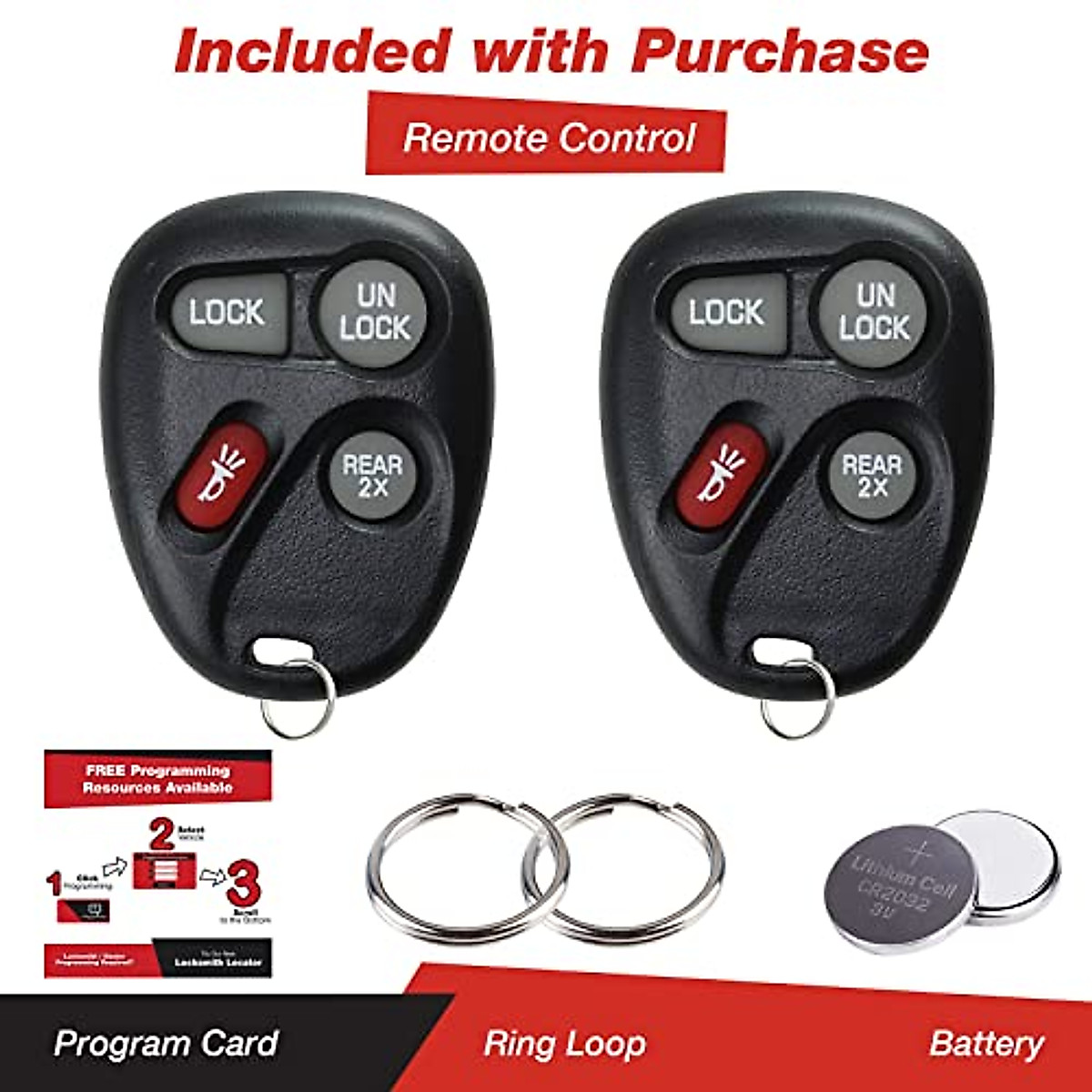KeylessOption Keyless Entry Remote Control Car Key Fob for Chevy GMC 16245100-29 (Pack of 2)