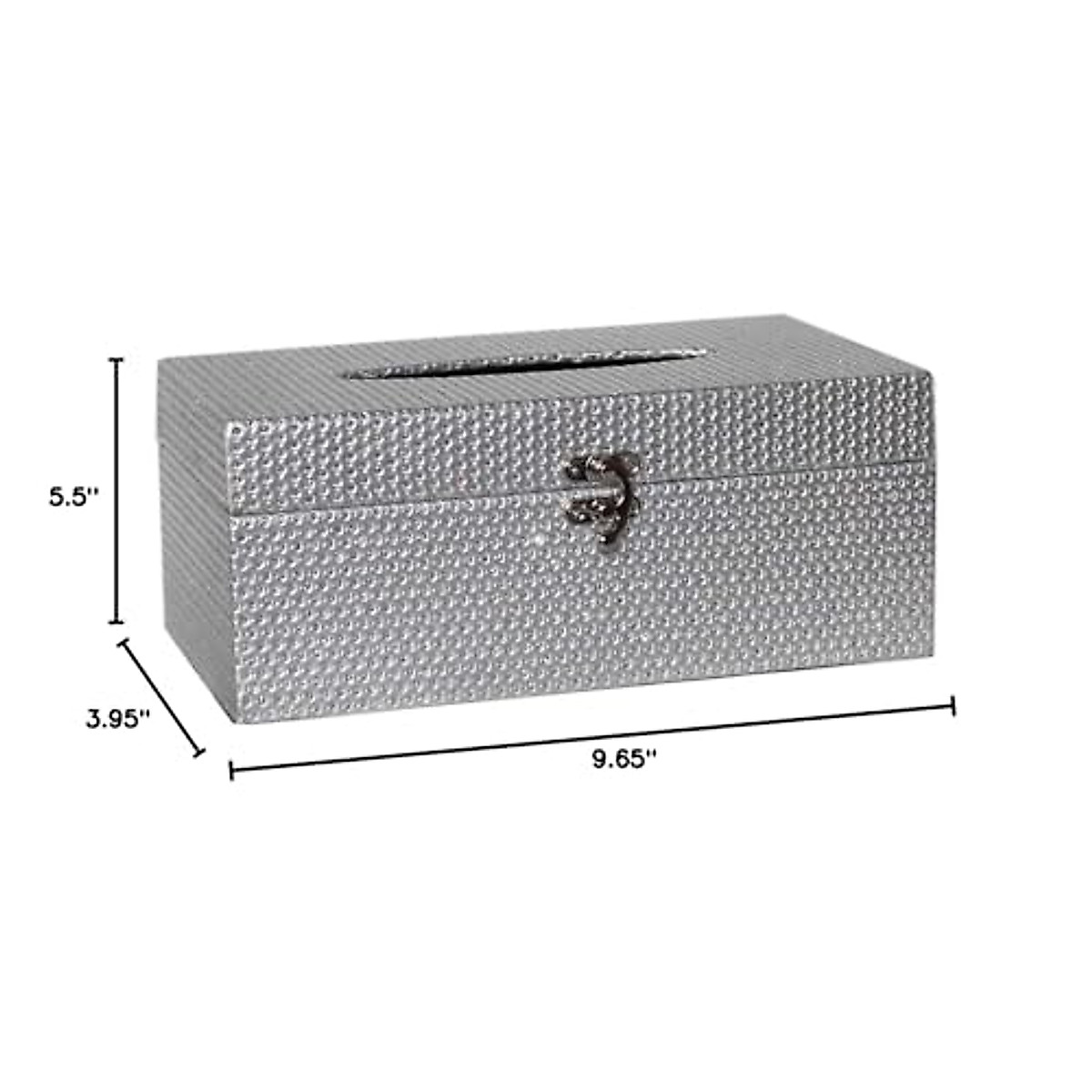 MODE HOME Rectangular Wooden Tissue Box Cover Silver Glitter Leather Tissue Box Holder with Metal Clasp for Living Room, Bathroom, Bedroom, Dryer Sheet Holder for Laundry Room Decor