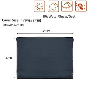 Hentex 40-43 Inch Outdoor TV Cover Waterproof with Zipper Flip Top TV cover (43 Inch) grey