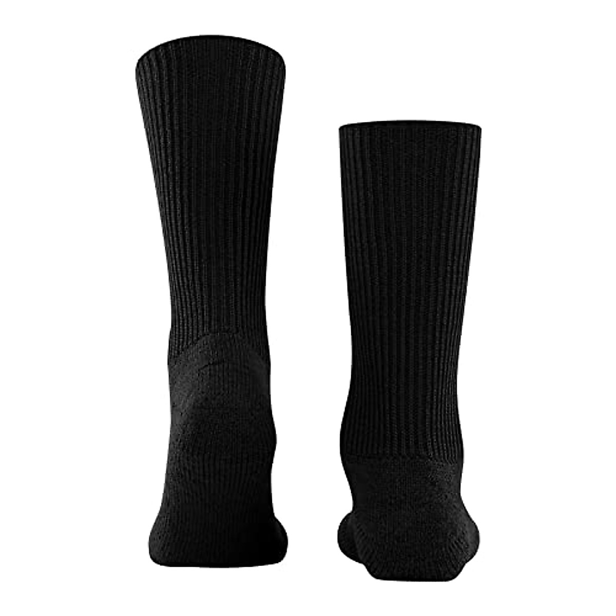 FALKE Unisex Walkie Ergo Socks, Crew Length, Thick Sole, Hiking Sock, Breathable, Moisture-Wicking, Merino Wool, Black (Black 3000), 12.5-13.5, 1 Pair