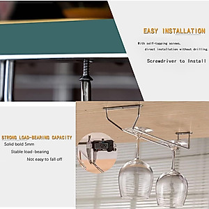 14-Inch Gold Wine Glass Rack, Under Cabinet Wine Glass Holder Stainless Steel Stemware Rack - Hanging Stemware Holder for Cabinet Kitchen Bar, Set of 2