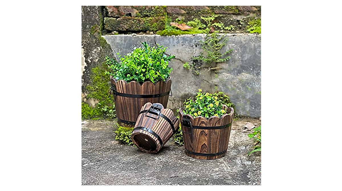 HakkaGirl Rustic Wooden Planters - Set of 3