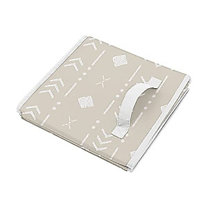 Sweet Jojo Designs Boho Aztec Geometric Foldable Fabric Storage Cube Bins Boxes Organizer Toys Kid Baby Children Set of 2 Gender Neutral Beige Taupe Tan Bohemian Southwest Tribal for Llama Collection