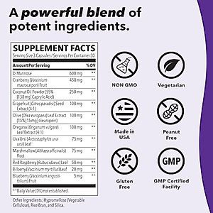 Urinari-X - Urinary Tract Support - Fast Acting UTI Relief - Vitamin Supplement for Healthy Bladder Function & Immunity - D-Mannose, Cranberry, Caprylic Acid, Uva Ursi & Grapefruit - 90 Capsules