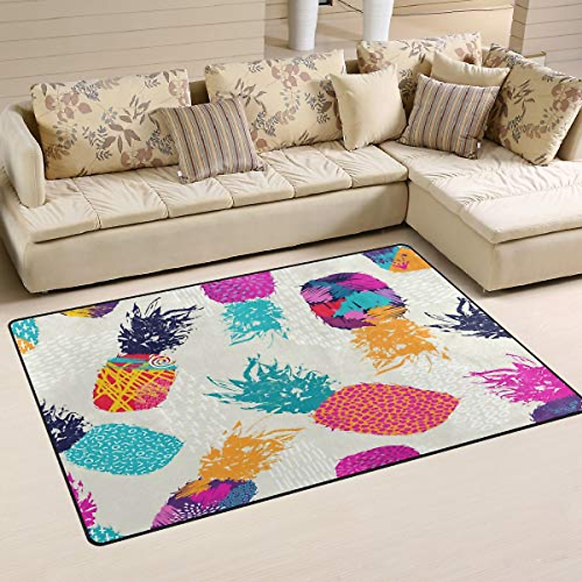 ALAZA Summer Pineapple Fruit Area Rug Rugs Non-Slip Floor Mat Doormats Living Dining Room Bedroom Dorm 31 x 20 inches Home Decor