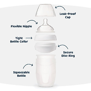 Tiny Twinkle Silicone Baby Bottle with Comfort Grip and Soft Flexible Nipple - Squeezably Soft Baby Bottles for Newborn and Up (Blossom, 8 Ounce - 3 Pack)