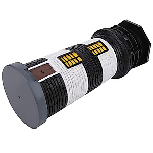 Summer Enjoyment Meiyya Solar Lighthouse, Waterproof Lighthouse Light, Yard Craft Ornament Garden for Home(Black and White)