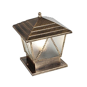 MODEBHD Waterproof Vintage Traditional Outdoor Pillar Lights IP42 Patio Post Light Bronze Iron Metal Landscape Column Light Exterior Square E27 Glass Lantern Garden Street Lawn Lamps Decor Pillar Ligh