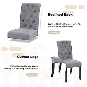 VICTONE Dining Chair Fabric Tufted Upholstered Design Armless Chair Set of 2 (Grey)