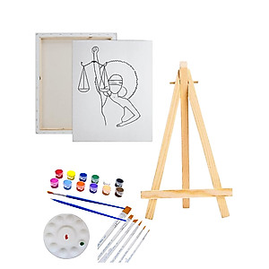 Essenburg Pre Drawn Canvas Lady Justice Paint Kit | Adult & Teen Sip and Paint Party Favor | DIY Date Night Couple Activity (M 12X16 PAINT. EASLE, 10 PAINT BRUSHES)