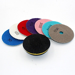 Dosao 4 Inch M14 Wet Dry Diamond Polishing Pads Stone Quartz Countertop Marble Granite Polish Kit 50-6000 Grit for Grinder Polisher 12 Pcs