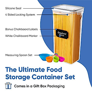 Chef's Path Airtight Food Storage Containers Set with Lids (24 Pack) for Kitchen and Pantry Organization - BPA Free Kitchen Canisters for Cereal, Rice, Flour & Oats - Free Marker and 24 Labels