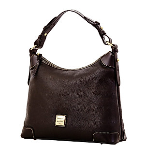 Dooney & Bourke Women's Hobo Shoulder Bag in Pebble Grain Leather, Large Handbag with Adjustable Shoulder Strap, Black/Black