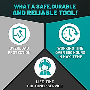 Yeegewin 1800W Heat Gun 122℉~1112℉（50℃- 600℃）Hot Air Gun Kit Variable Temperature Settings Heavy Duty Fast Heating & Overload Protection, with 4 Nozzels for Shrink Wrap,Vinyl, Crafts, Epoxy Resin