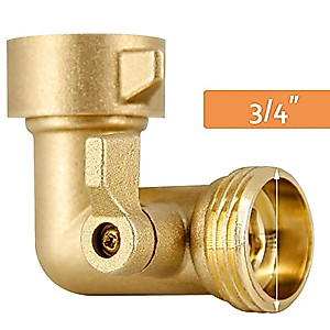 Lifynste Garden Hose Elbow Connector, 90 Degree Brass Garden Hose Elbow Adapter with Shut Off Valves
