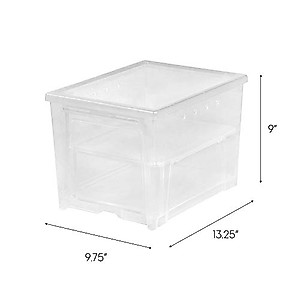 IRIS USA 4 Pack Shoe Storage Box, Clear Plastic Stackable Shoe Organizers for Closet, Space Saving Drop Front Sneaker Containers, Tall