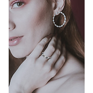 KOHOTA Stainless Steel Fidget Rings for Women Men Anxiety Rings Moon Star Flower Spinner Rings for Anxiety Stress Relieving Band Rings Set Size 6-10