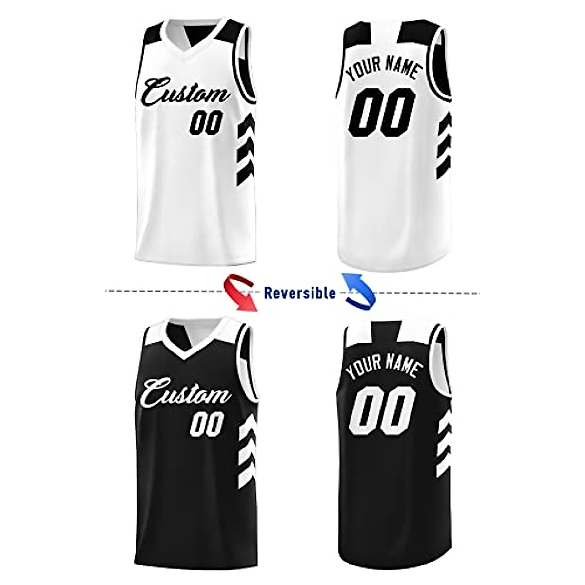 Custom Basketball Jersey - Reversible Sports Vest Add Any Team Name Number Personalized Jersey for Men/Youth