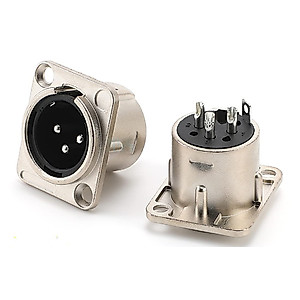 GDQLCNXB XLR Male Jack 3 Pin Panel Mount Jacks，Silver Metal Housing XLR-M Socket Audio Speaker Microphone Connector 8Pcs.