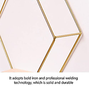 KHBNHJ 3 Pcs Gold Hexagon Wall Shelves, Floating Decorative Wire Wall Mounted Shelf, Multi-use Geometric Floating Shelves Metal Shelving for Bedroom Living Room Kitchen Office, 6.7in 9.4in 11in