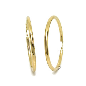 18k Yellow Gold Hoop Earrings, 3mm Wide by 4.5cm Outer Diameter, Weight: 3.75 Grams of 18k Gold