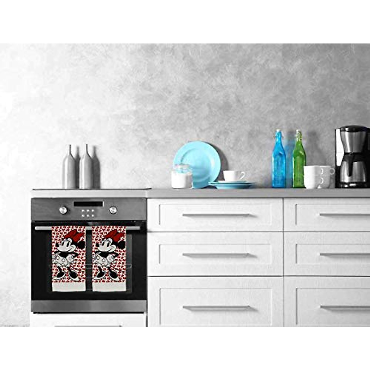 Disney 100% Cotton Kitchen Towels, 2pk, Perfect for Drying Dishes & Hands, Absorbent, Light Weight, and Adorable- Machine Washable- 16” x 26” - Minnie Red Bows