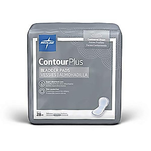 Medline ContourPlus Bladder Control Incontinence Pads, Maximum Absorbency, 6.5" x 13.5", 28 Count