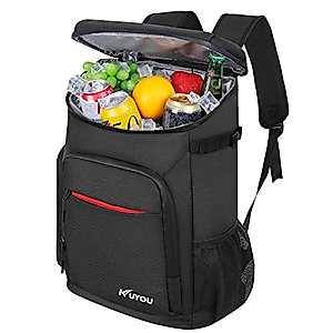 Cooler Backpack 35 Cans Leakproof Insulated Ice Backpack with Picnic Mat Soft Beach Cooler Lightweight Cooling Backpack Bag Pouch for Lunch Picnic Travel Camping Hiking (Black)