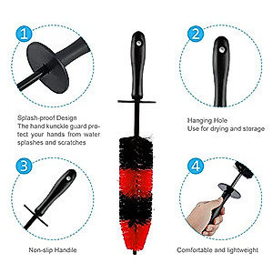 18Pcs Auto Car Detailing Brush Set, Car Cleaning Tools Kit with Long Rim Brush, Detail Brushes, Vent Brush, Polishing Pads, Wash Mitt, Towels for Clean Wheels, Dashboard, Engine, Carpet, Air Vents