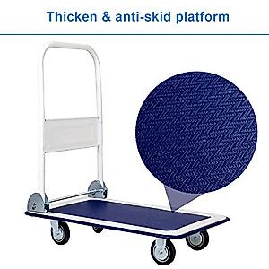 Goplus Folding Platform Cart 330LBS Rolling Flatbed Cart Hand Platform Truck Push Dolly for Loading