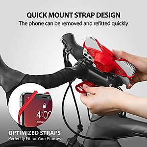 Bone】 Bike Tie Pro 4 Bike Phone Mount Bicycle Phone Holder for Stem Mounting 4.7"-7.2" Cell Phones, Ultra Light Phone Mount for Bike Motorcycle, Designed for Road Touring Bicycle Accessories - Red