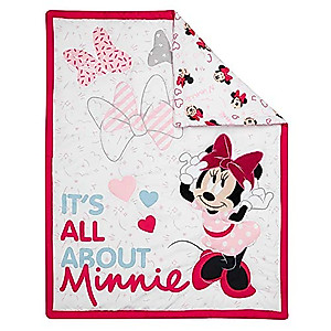 Lambs & Ivy Disney Baby Minnie Mouse Love 3-Piece Pink Nursery Crib Bedding Set