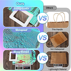 20 Pcs Iridescent Gift Bags Bulk Reusable Holographic Bag Clear PVC Tote Bag with Handles for Women Girl Party Favor (7 x 4 x 8 Inch)