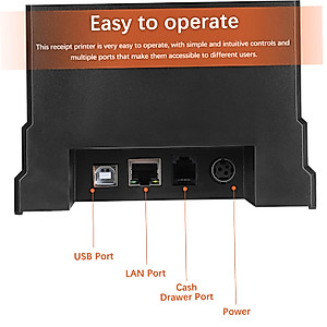 CHILDWEET Black Thermal Paper Printer Abs Thermal Pos Printer Pos Printer Receipt Printer