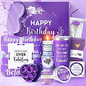 Birthday Gifts for Women ,Mom, Wife, Girlfriend, Sister, Her- 14PCS Purple Happy Birthday Relaxing Gift Set Self Care Package Get Well Soon, Female Friendship Gifts Care Gifts