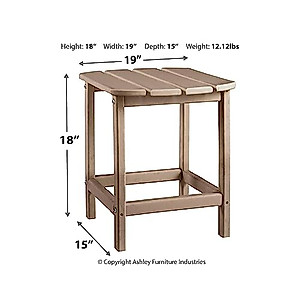 Signature Design by Ashley Sundown Treasure Outdoor Patio HDPE Weather Resistant End Table, Brown