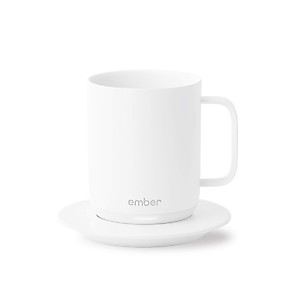 Ember Temperature Control Smart Mug, 10 Ounce, 1-hr Battery Life, White - App Controlled Heated Coffee Mug
