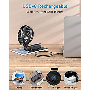TriPole Handheld Fan Rechargeable 4800mAh Battery Operated Fan Powerful Mini Fan Portable 3 Speeds Small Personal Fan Desk Fan for Travel Kids Boys Girls Men Women, 6-21H Working, Black