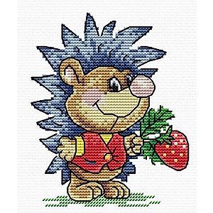 MP Studia Cross Stitch Embroidery Kits for Adults and Beginners Hedgehog - Prickly Fashionist 15x10cm/5.91x3.94 14ct.