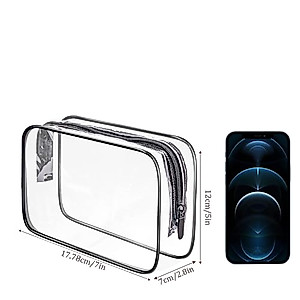 Liatinbo 3Pcs toiletry bag for traveling women,Makeup Bag with Zipper, TSA Approved Toiletry Bag,travel size toiletries essentials (Clear black)