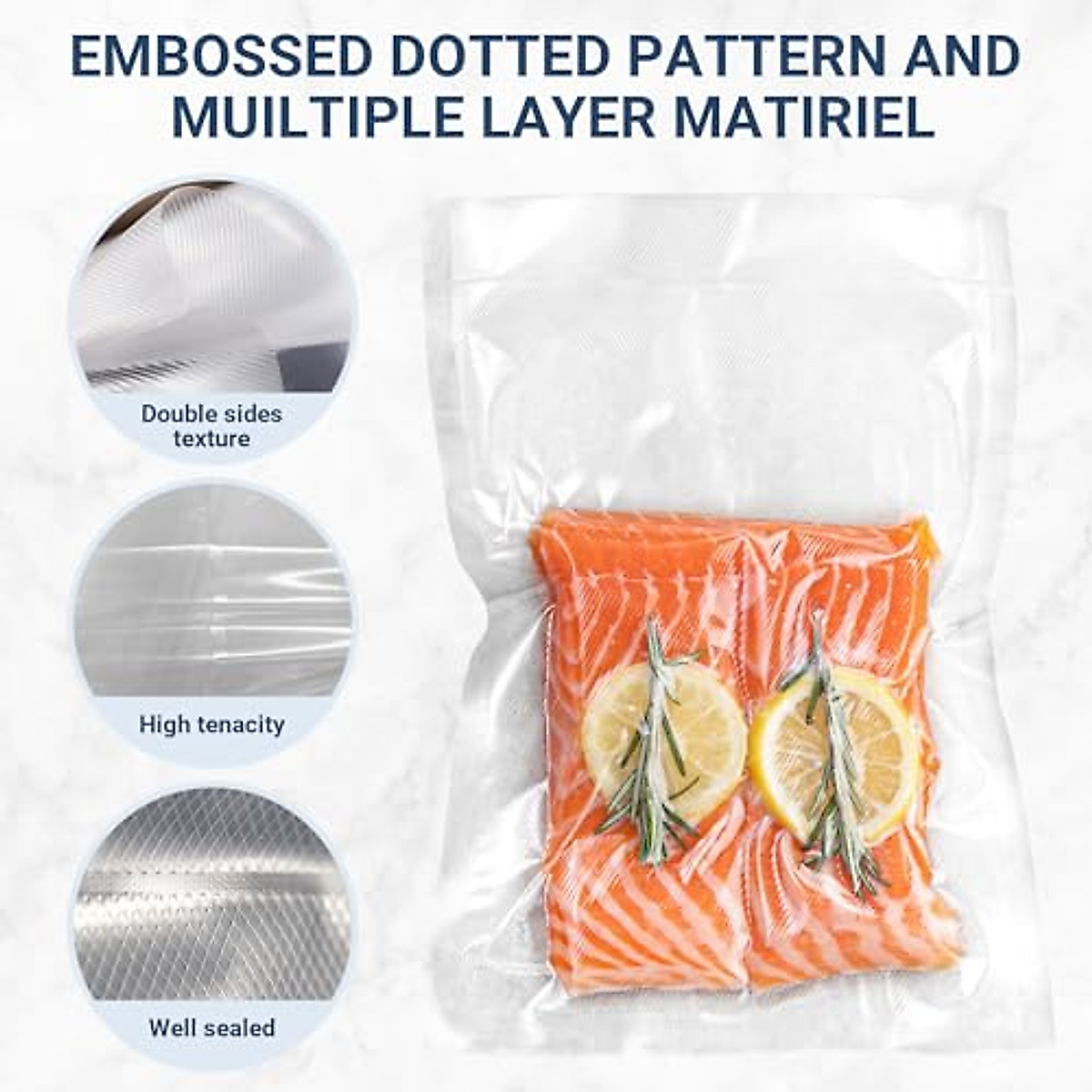 Vacuum Sealer Bags, 50 Count 8x12inch Vacuum Seal Bags Fits for Food Saver, Geryon and Other Vacuum Sealer Machines, BPA Free & Heavy Duty Safe for Food Storage, Meal Prep and Sous Vide