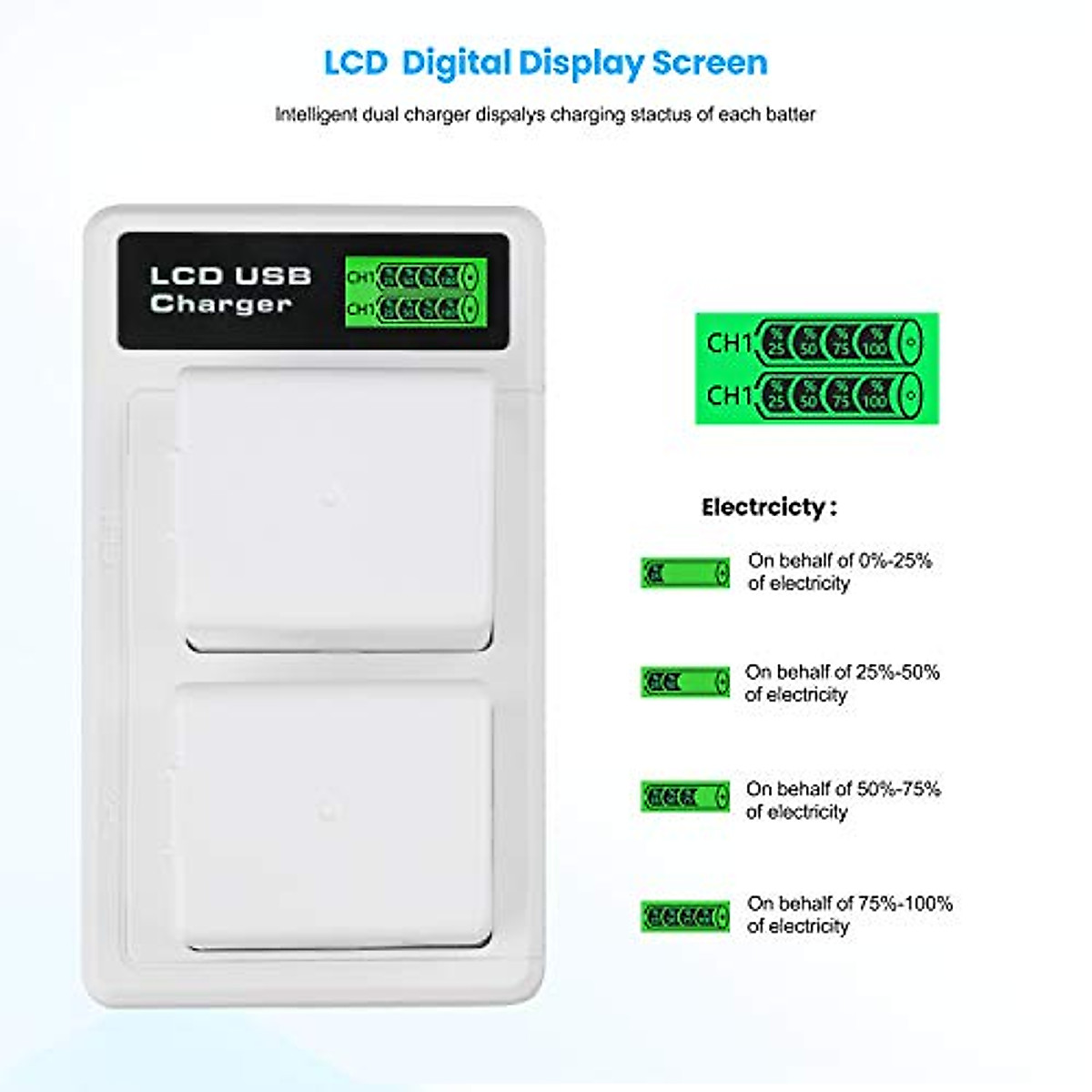 REYTRIC 2-Pack Rechargeable Batteries and LCD Dual Charger VMA5400 Compatible with Arlo Ultra, Ultra 2, Arlo Pro 3, Pro 4, Pro 5 Camera VMC4040P 3.85V 4800mAh 18.48Wh A-4a