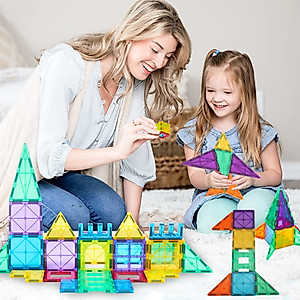 Magnetic Tiles,60PCS Magnetic Building Blocks for Kid,3D Magnet Building Tiles,Clear Magnetic Blocks Construction Playboards, Educational Magnet Toys for Boys Girls Toddlers 3 4 5 6 7 8 Year Old