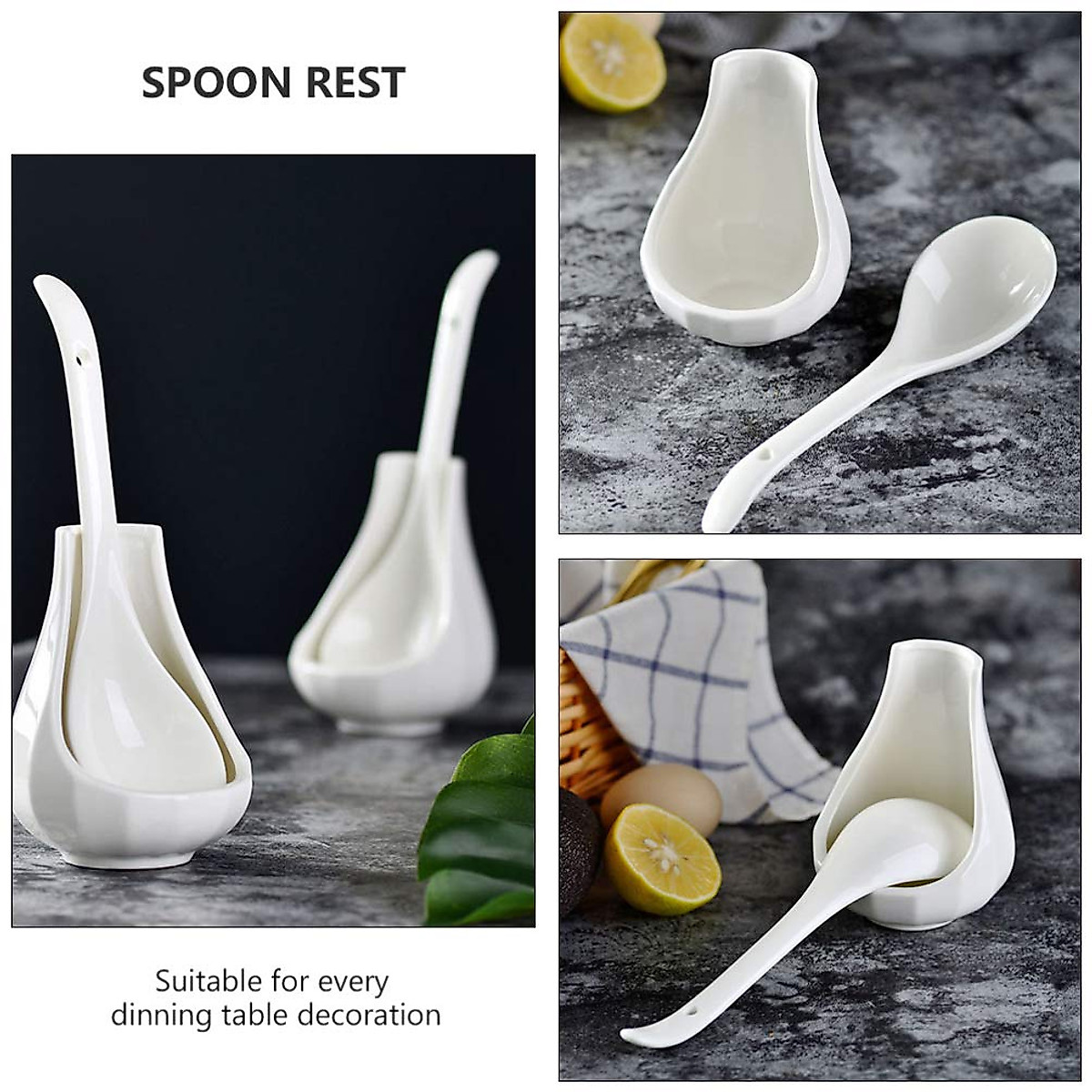 Hemoton Coffee Spoon Holder 1pc Ceramic Spoon Rest Ceramics White Pallet Commercial Ceramic Utensil Holder