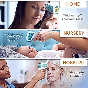Infrared Forehead Thermometer for Adults, Kids and Babies, Touchless iProven Thermometer, 1sec Instant Accurate Readings, Easy to Use, 3 in 1 Thermometer with Fever Alarm, Silent & Memory Mode